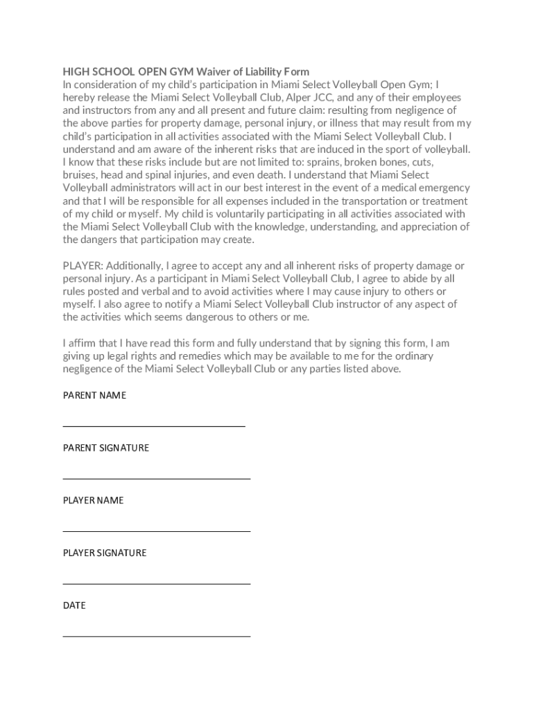 Fillable Online cdn2.sportngin.comYOUTHVOLLEYBALLWAIVERHIGH SCHOOL OPEN ...