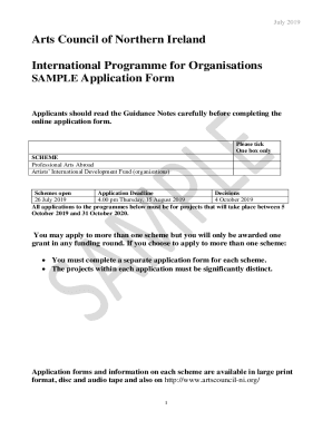 Fillable Online SAMPLE Application Form - Arts Council of Northern ...