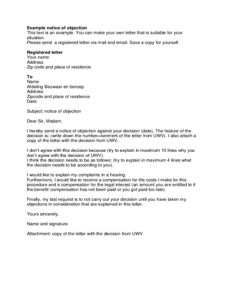 Fillable Online sdtaxlaw.canotice-of-objection-template-exampleNotice ...