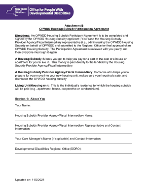 Fillable Online opwdd ny ar.opwdd.ny.govattachment-b-participation ...