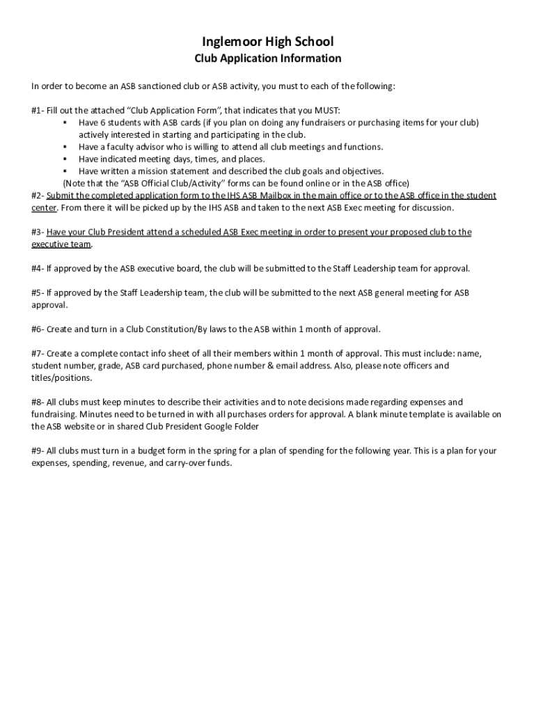 Fillable Online Club Initial Application Fax Email Print - pdfFiller