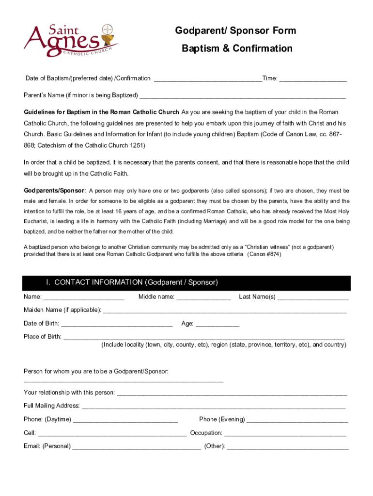 Fillable Online n b5z stgabrielchurch.orggodparent ...