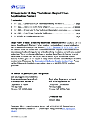 Fillable Online doh wa Chiropractor XRay Technician Registration ...