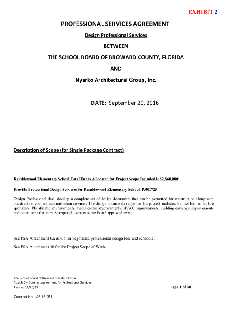 Fillable Online bcpsagenda.browardschools.comagenda01117PROFESSIONAL SERVICES AGREEMENT ...
