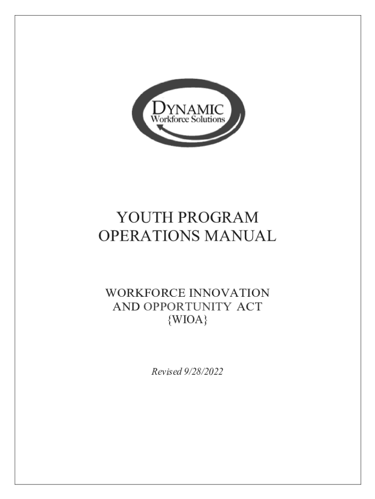 Fillable Online WIOA Youth Formula ProgramU.S. Department of ...