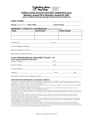 Fillable Online Summer Camp Detailed Registration Form ...