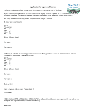 Personal Licence application . Fill in this to apply for a personal licence. Doc Template ...