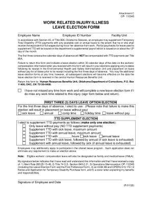 Fillable Online WORK RELATED INJURY/ILLNESS LEAVE ELECTION FORM Fax ...