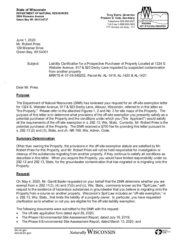 Fillable Online dnr wi Robert Pries Fax Email Print - pdfFiller