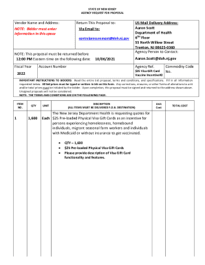 Fillable Online Vendor Name and Address: NOTE: Bidder must enter ... - NJ.gov Fax Email Print ...