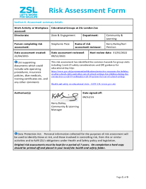 Fillable Online FREE 8+ Sample Workplace Risk Assessment Forms in ...