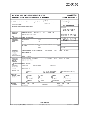 Fillable Online MONTHLY FILING GENERAL-PURPOSE FORM MPAC COMMITTEE ...