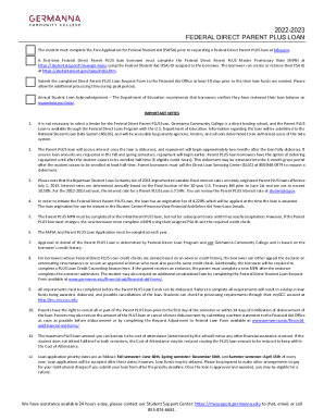 Fillable Online Parent PLUS Loan Request Form 2023 Fax Email Print - pdfFiller