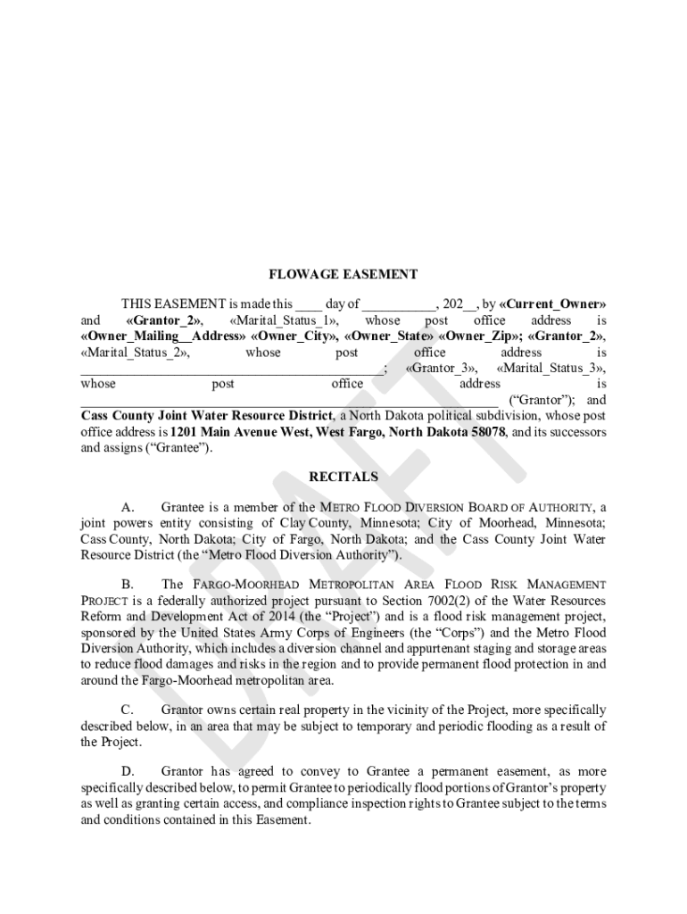 Fillable Online Sample Flowage Easement. FM Area Diversion Fax Email ...