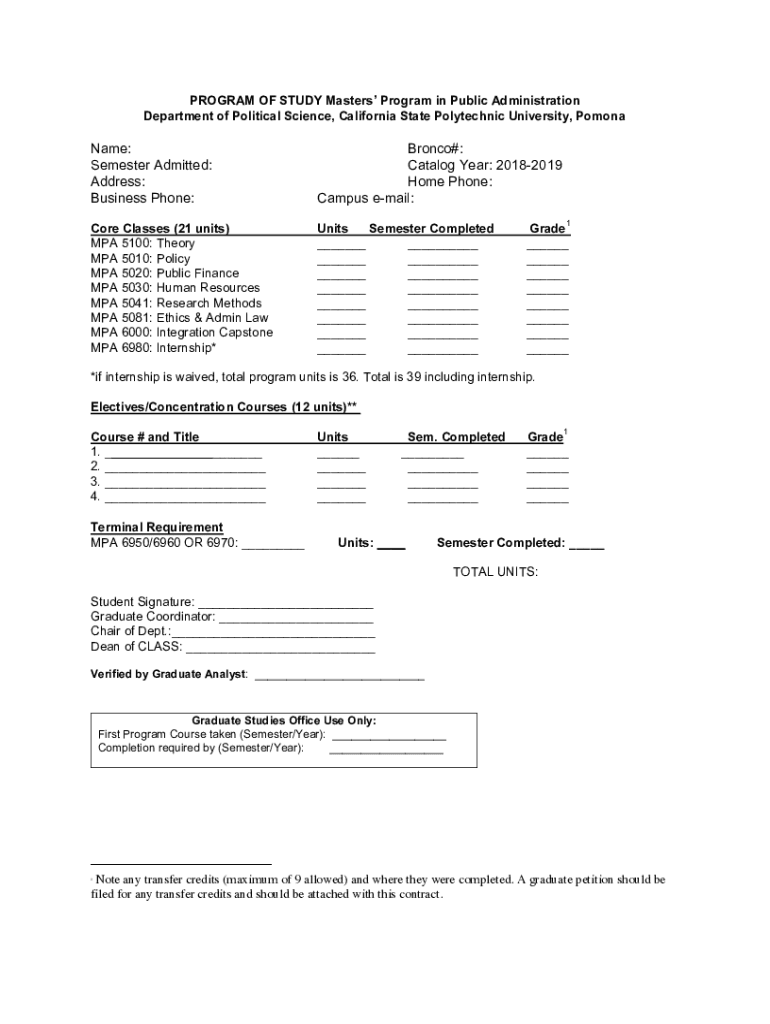 Fillable Online politicalscience.sonoma.edumpaMaster's in Public Administration (MPA)Political ...