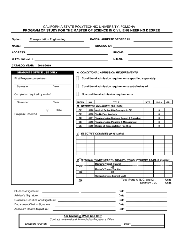 Fillable Online Transportation Engineering BACCALAUREATE DEGREE IN ... Fax Email Print - pdfFiller