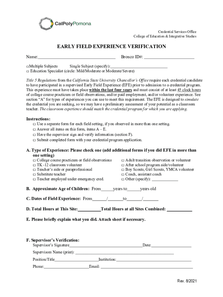Fillable Online early-field-verification-form-rev8-21.docx Fax Email ...