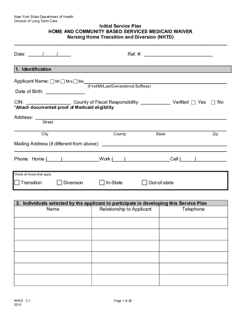 Fillable Online Nursing Home Transition and Diversion (NHTD) Initial ...