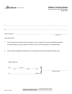 Fillable Online Alberta Affidavit Verifying Notice Form - ID ...