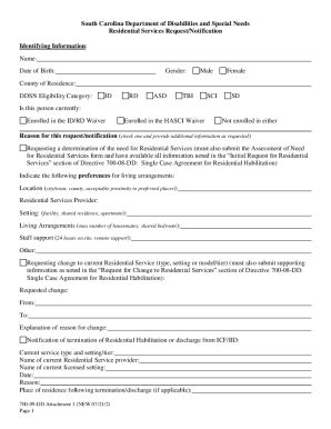 Fillable Online ddsn sc Forms and Brochures - South Carolina Department ...