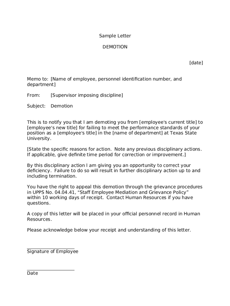 Free Demotion Letter Template Pdf Word Template Vrogue co