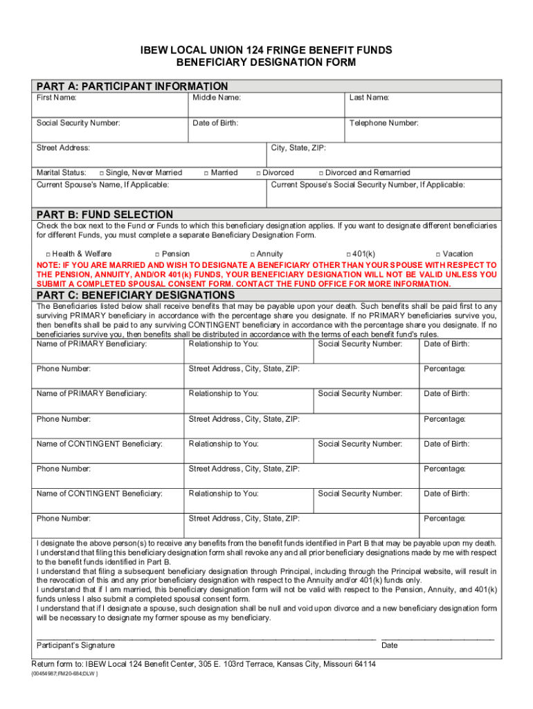 Fillable Online Updated Beneficiary form with phone number.docx Fax ...