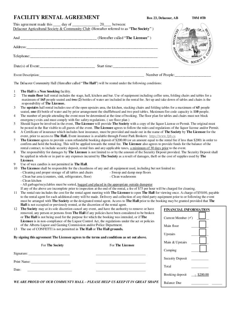Fillable Online eforms.comrentalcommercialEvent Facility Rental ...