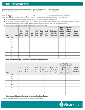 Fillable Online teammates.atriumhealth.org-media Transfer Hours ...