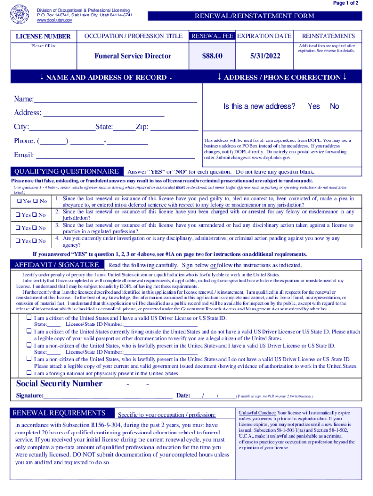 Fillable Online dopl utah portal.ct.govDCPAgency ...