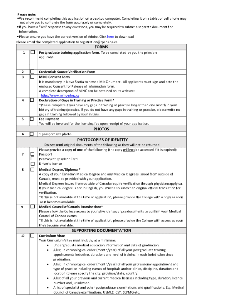 Fillable Online Fillable Postgraduate Training Licence PGY 1 (Nova ...
