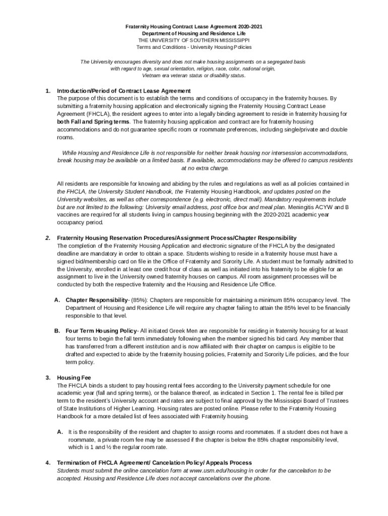 Fraternity Housing ContractDepartment of Housing and Residence Life ...