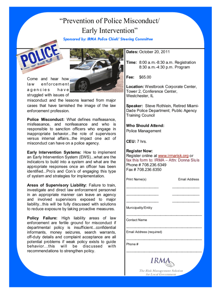 Fillable Online IPrevention of Police Misconduct/ Early Intervention ...