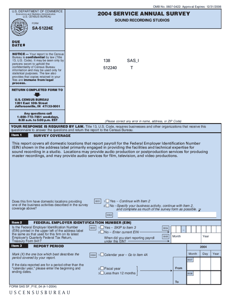 Fillable Online www2 census Service Annual Survey (SAS) - Census ...