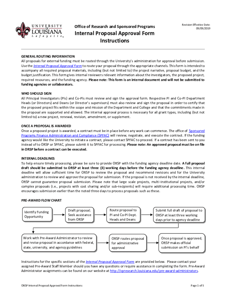 Fillable Online Internal Proposal Approval Form Instructions Fax Email ...