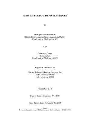 Fillable Online Bldg#0035 Asbestos Inspection Report Fax Email Print ...