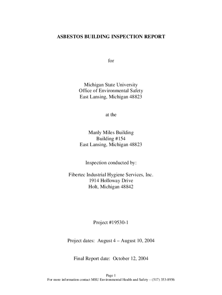 Fillable Online dev.ehs.msu.eduassetsdocsBldg#0193 Asbestos Inspection ...