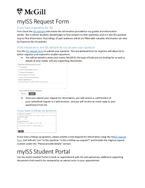 Fillable Online knowledgebase mcgill myISS Request Form myISS Student Portal Fax Email Print ...