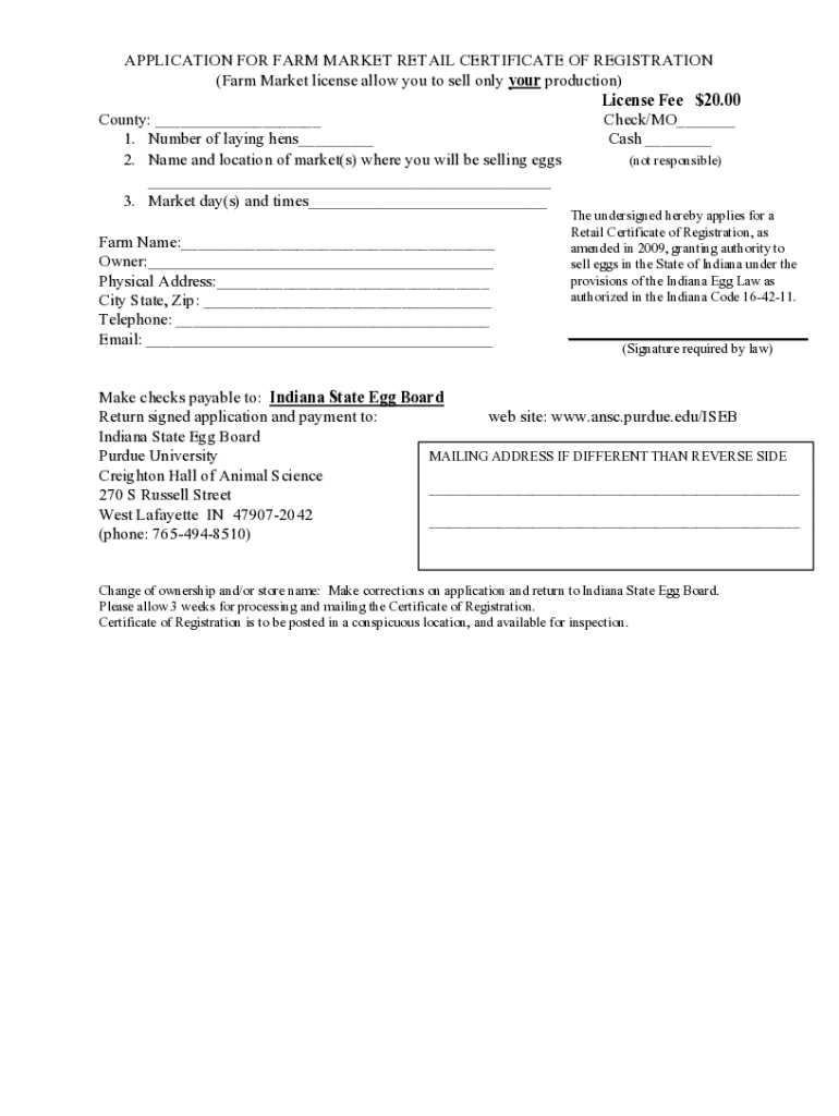Fillable Online ag purdue application for farm market retail ...