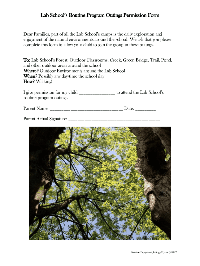 Fillable Online Lab Schools Routine Program Outings Permission Form Fax ...