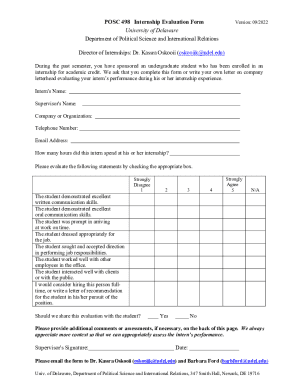 Fillable Online POSC 498 Internship Evaluation Form Fax Email Print ...