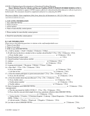 Fillable Online COVID-19 Epidemiological Investigations in Education ...