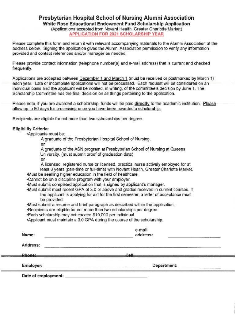 2021 2023 Form NC Presbyterian Hospital School White Rose Educational 