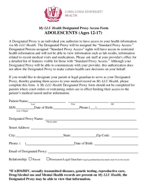 Fillable Online lluh.orgsiteslluhMy LLU Health Designated Proxy Access ...