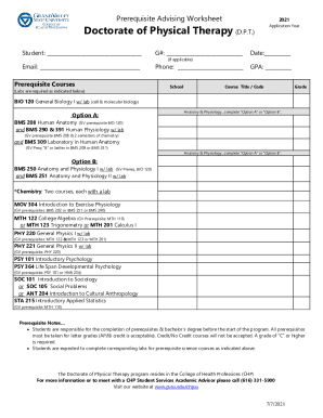 Fillable Online Physical Therapy Prerequisites Tips for ...
