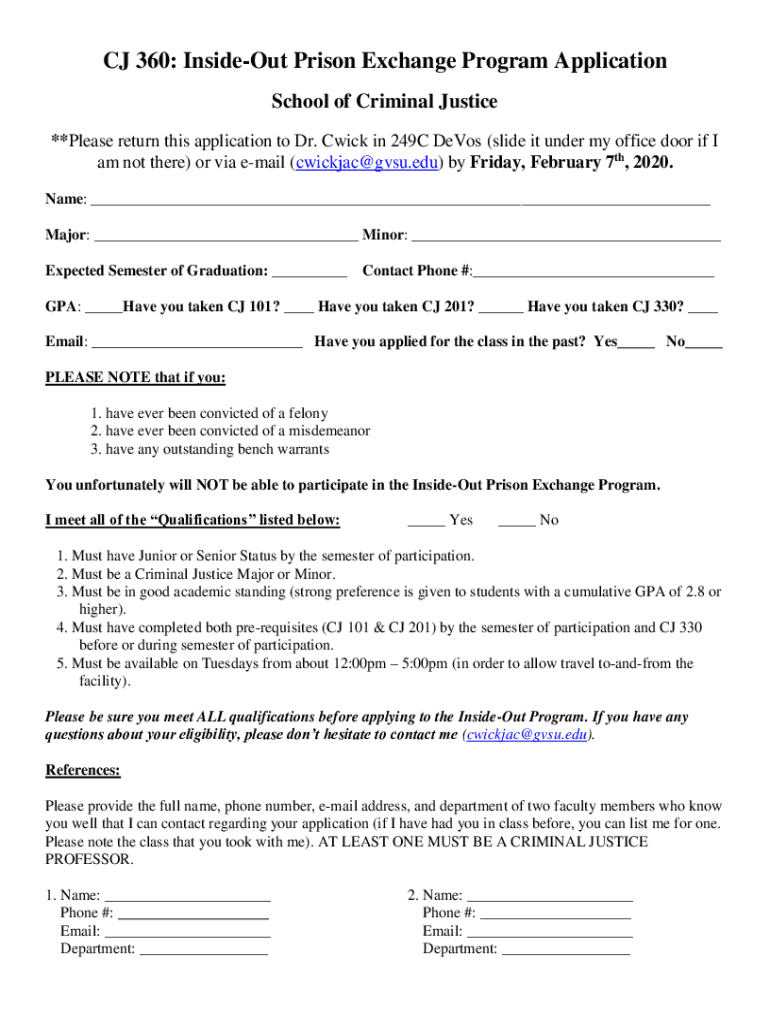 Fillable Online Inside-Out Prison Exchange Program - Arizona State University Fax Email Print ...
