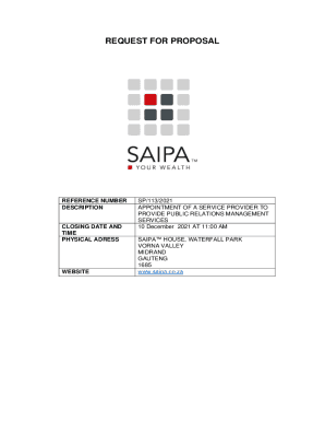 Fillable Online TERMS OF REFERENCE TO REQUEST PROPOSALS FOR APPOINTMENT OF A SERVICE ... Fax ...