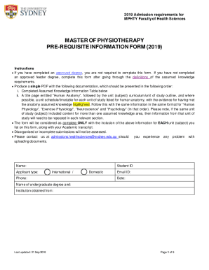 Fillable Online MASTER OF PHYSIOTHERAPY INTERNATIONAL PRE REQUISITE ...