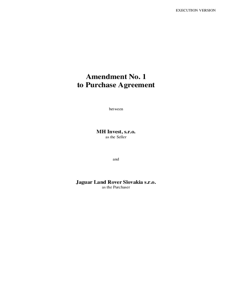 Fillable Online Amendment No. 1 to Stock Purchase Agreement - SEC.gov ...