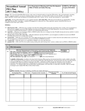 Fillable Online Streamlined Annual PHA Plan (HCV Only PHAs) - TDHCA Fax Email Print - pdfFiller