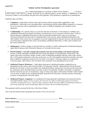 Fillable Online Student Activity Participation Agreement - University ...